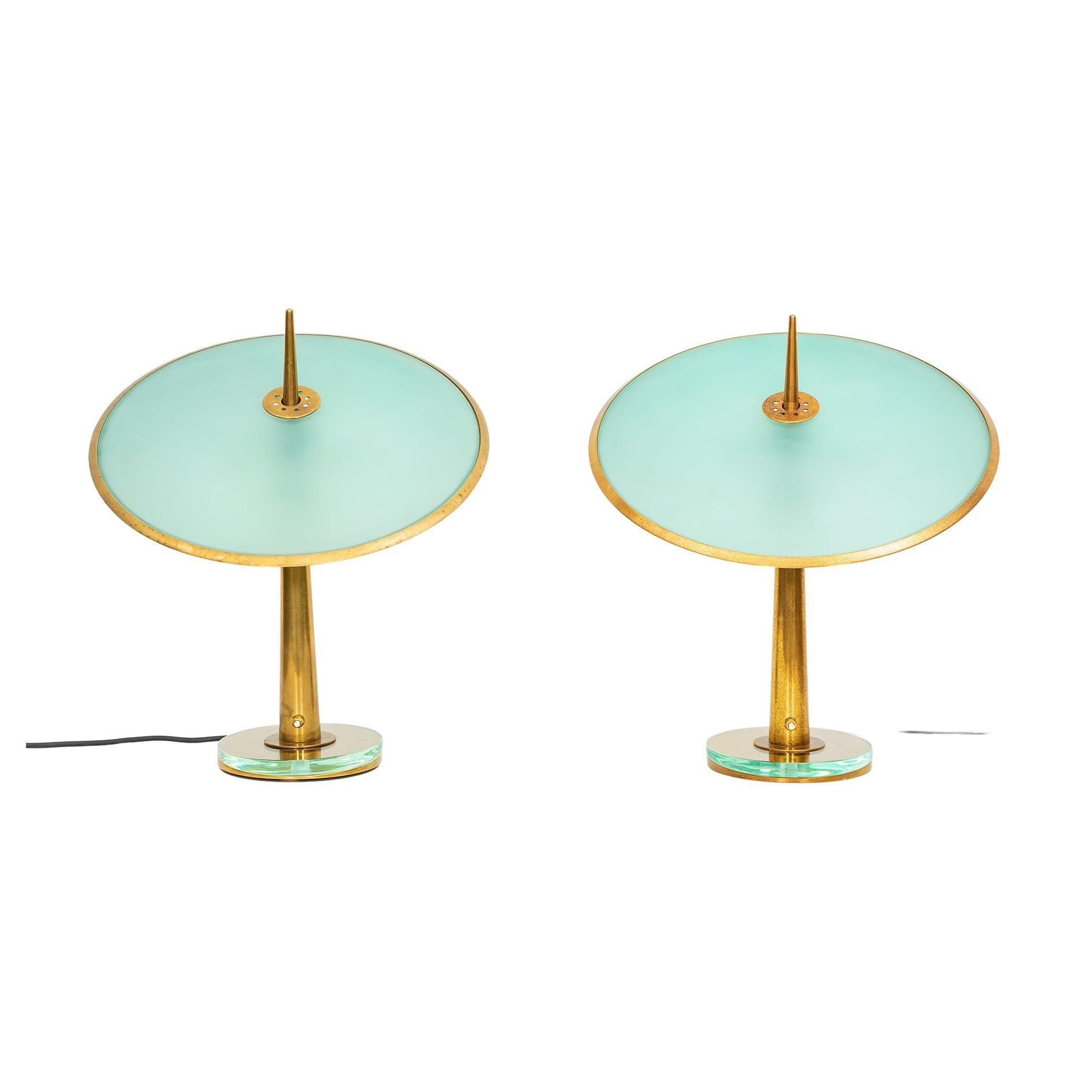 Max Ingrand, Floor Lamp, Brass, Light Blue Crystal Glass, Fontana Arte ...