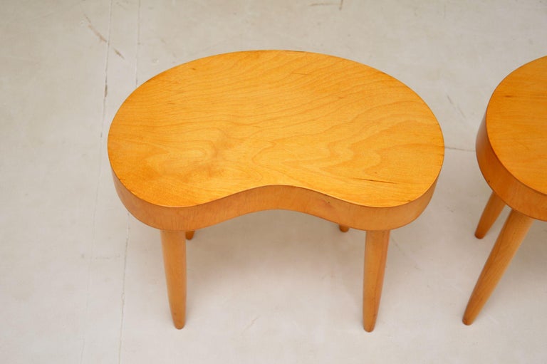 1950s Pair of Vintage Kidney Shaped Side Tables For Sale at 1stDibs