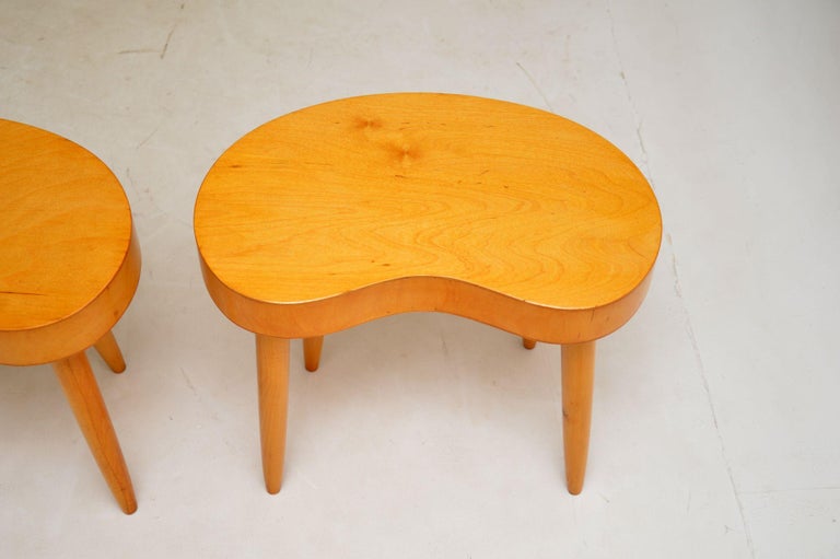 1950s Pair of Vintage Kidney Shaped Side Tables For Sale at 1stDibs