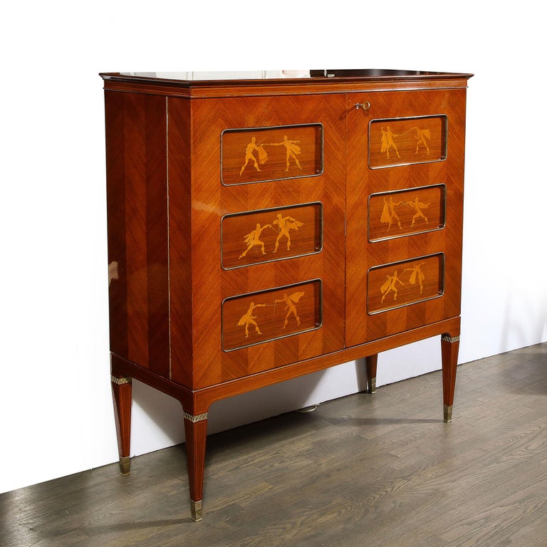 1950s Paolo Buffa Herringbone Book-Matched Walnut Bar Cabinet w ...
