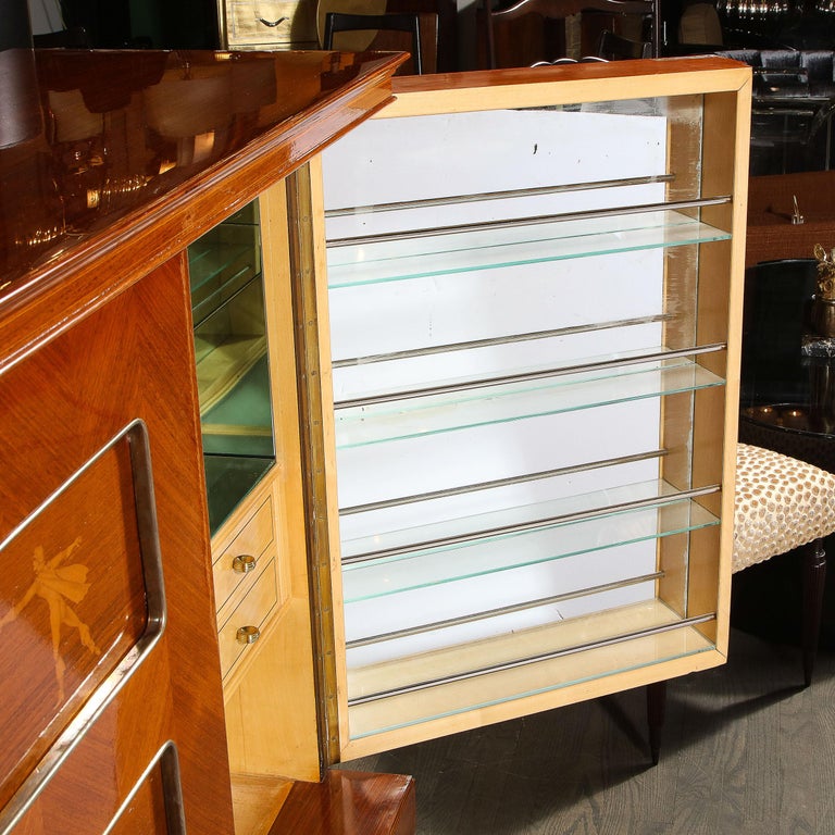 1950s Paolo Buffa Herringbone Book-Matched Walnut Bar Cabinet w ...