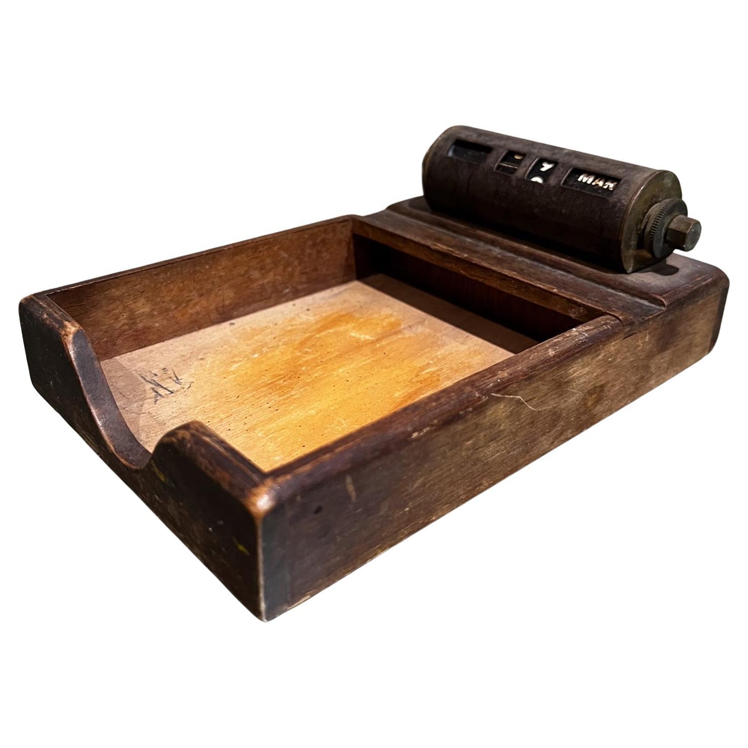 1950s Park Sherman Perpetual Calendar Office Notepad Tray Walnut and ...
