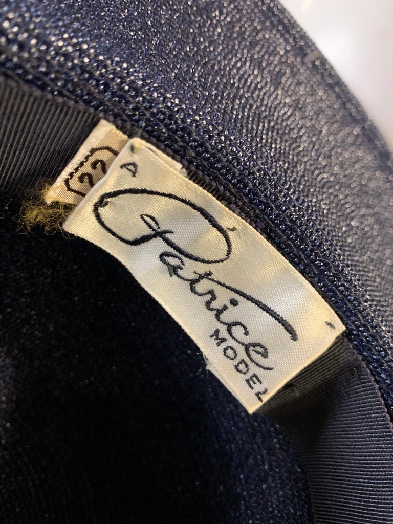 1950s Patrice Model Navy Blue Straw Cartwheel Hat W/ Double-Layered ...