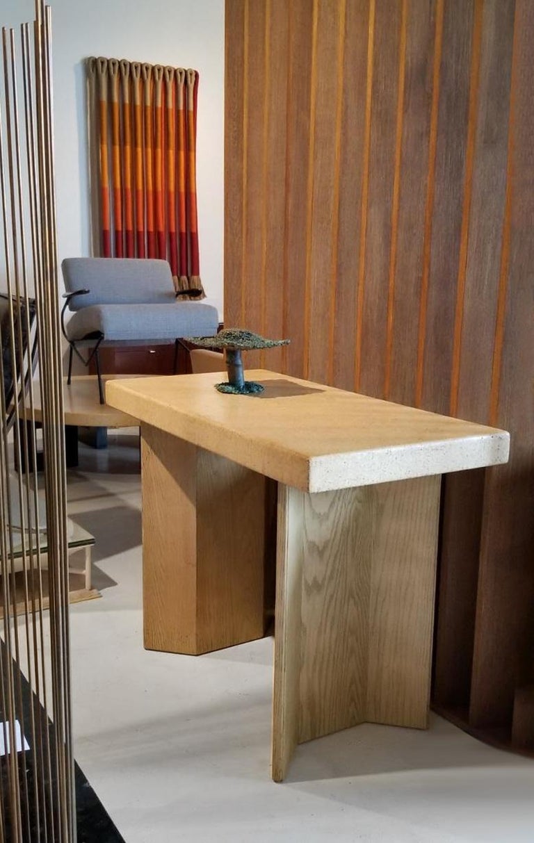 1950s Paul Frankl Bleached Oak and Cork Console Table for Johnson ...