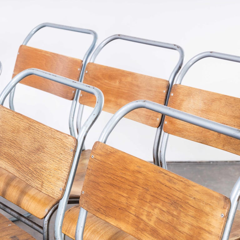 1950's Pel Tubular Metal Grey Dining Chairs, Set of Seven For Sale at ...