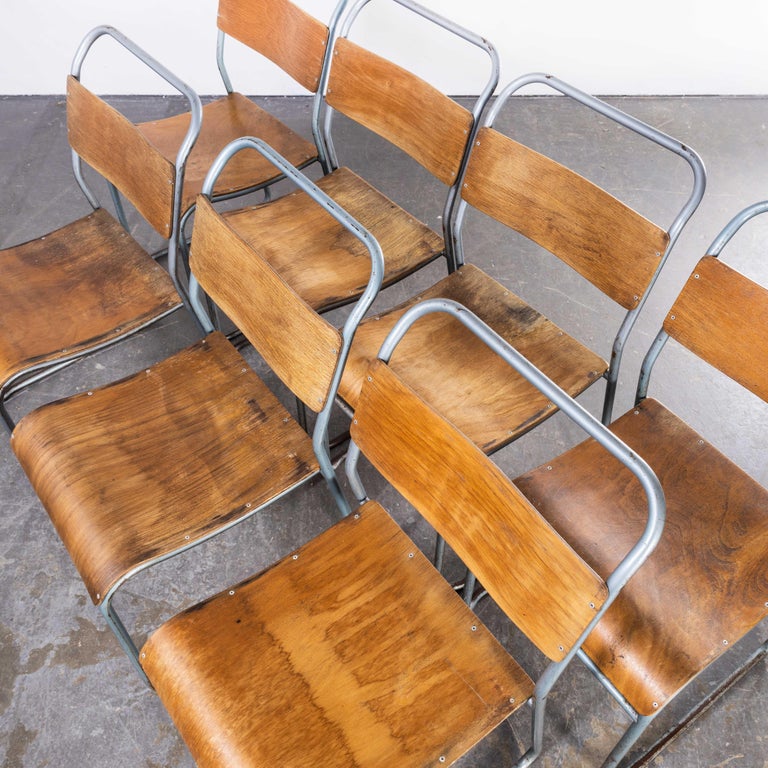 1950's Pel Tubular Metal Grey Dining Chairs, Set of Seven For Sale at ...