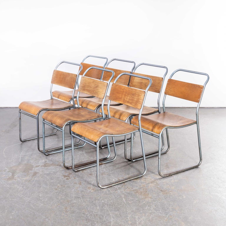 1950's Pel Tubular Metal Grey Dining Chairs, Set of Seven For Sale at ...
