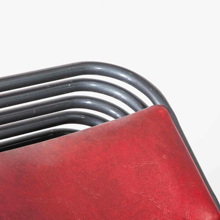 1950s PEL Tubular Metal Upholstered Stacking Dining Chairs, Set of ...
