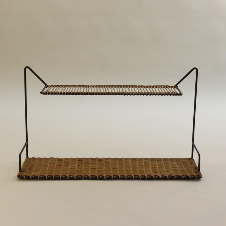 1950s Rare Cane and Metal Shelving by Guy Raoul, France at 1stDibs
