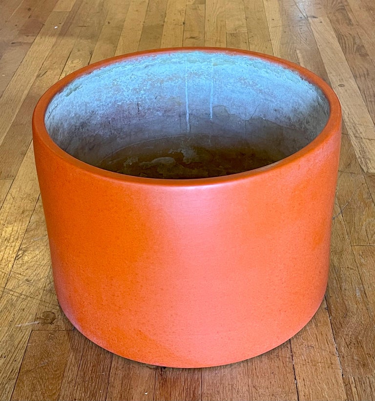 1950's Rare Early Architectural Pottery Cylinder Planter Orange and ...