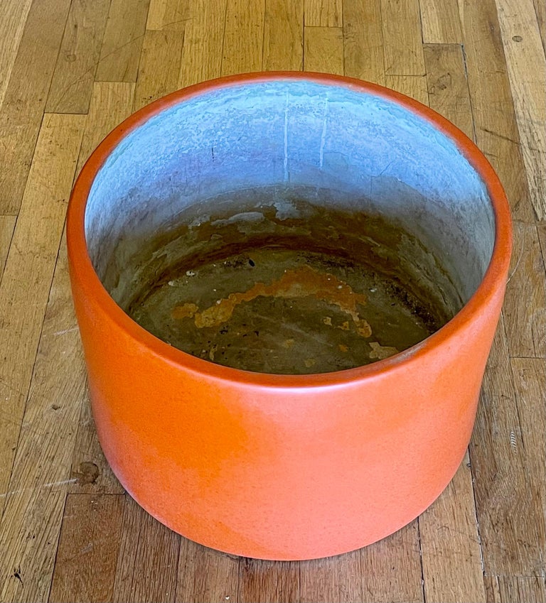 1950's Rare Early Architectural Pottery Cylinder Planter Orange and ...