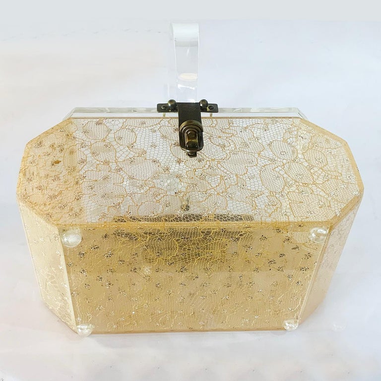 1950s Rare Lucite Lace and Rhinestone purse handbag by Florida Handbags ...