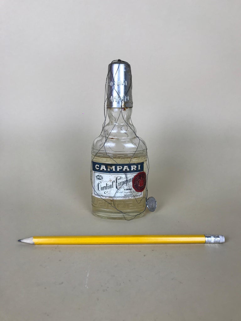 1950s Rare Vintage Italian Cordial Campari Glass Flask with Aluminium ...