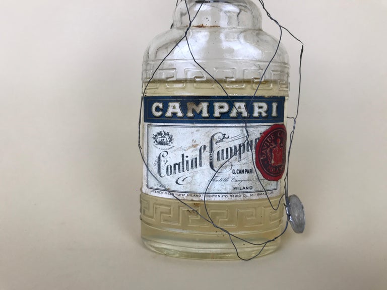 1950s Rare Vintage Italian Cordial Campari Glass Flask with Aluminium ...