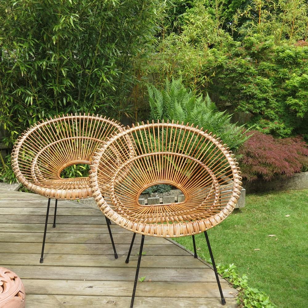 1950s Rattan Metal Chair Janine Abraham and Dirk Jan Rol, Franco Albini ...