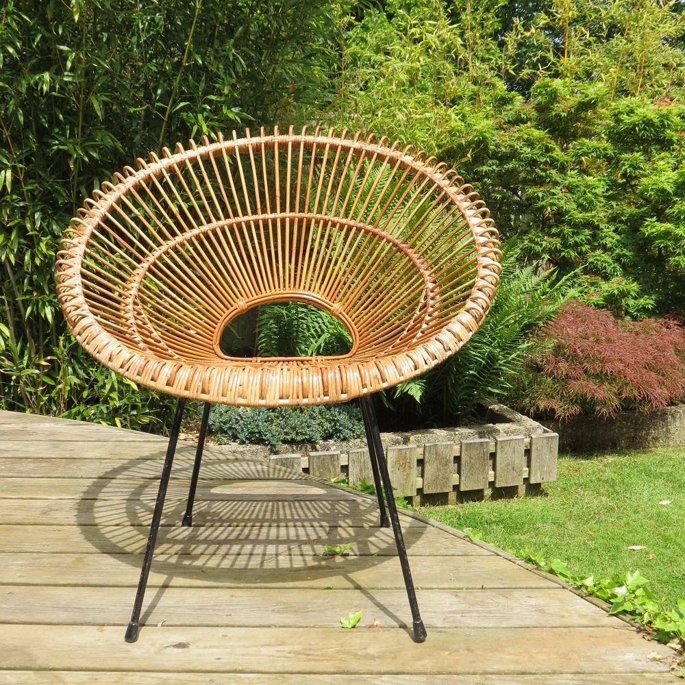 1950s Rattan Metal Chair Janine Abraham and Dirk Jan Rol, Franco Albini ...