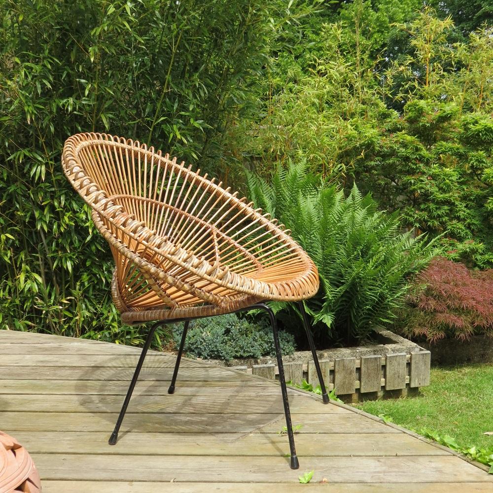 1950s Rattan Metal Chair Janine Abraham and Dirk Jan Rol, Franco Albini ...