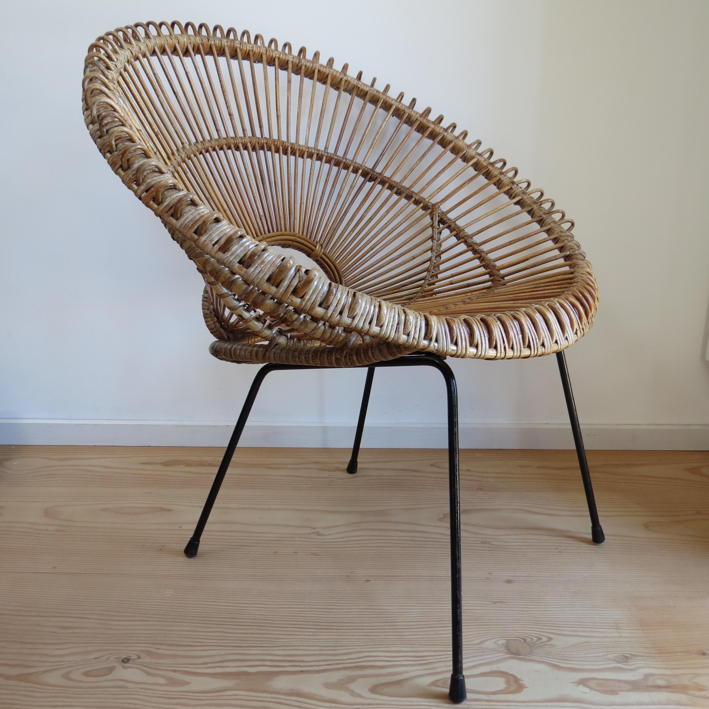 1950s Rattan Metal Chair Janine Abraham and Dirk Jan Rol, A 2 avail For ...
