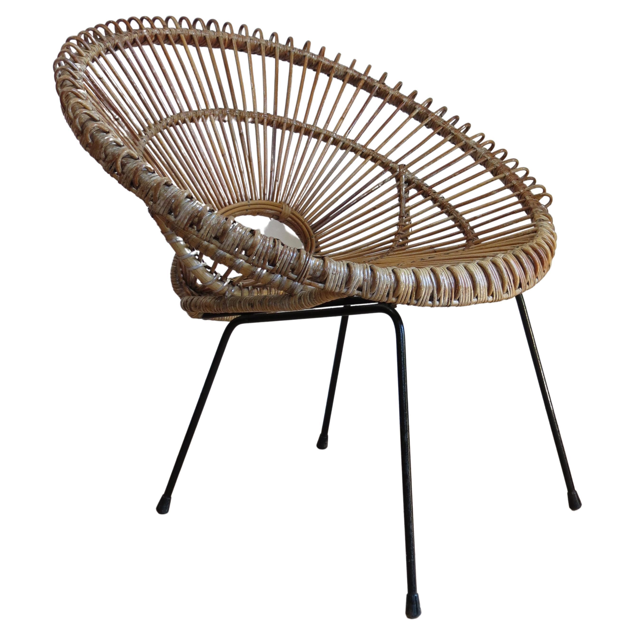 1950s Rattan Metal Chair Janine Abraham and Dirk Jan Rol, Franco Albini ...