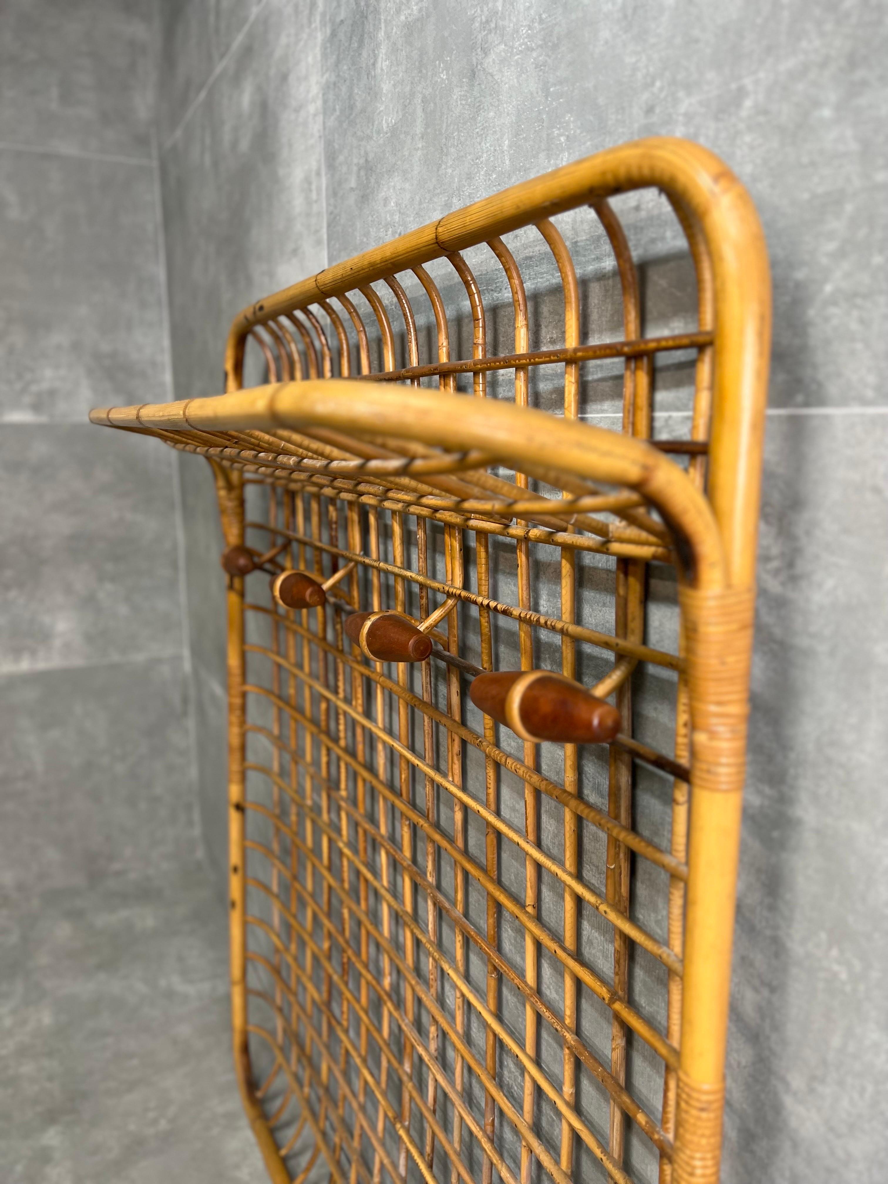 1950s, Rattan Wall Coat Rack at 1stDibs