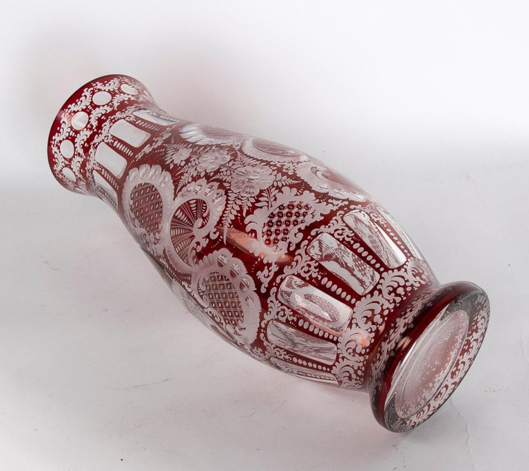 1950s Red Cut Crystal Vase For Sale at 1stDibs