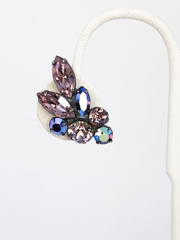 1950s Regency Multi-toned Purple Rhinestone Set For Sale at 1stDibs