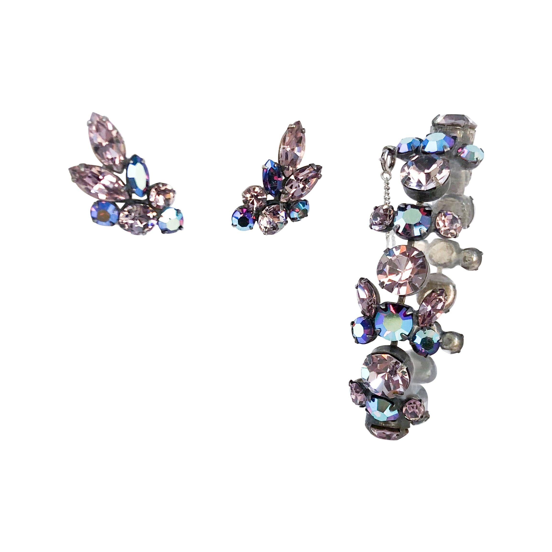 1950s Regency Multi-toned Purple Rhinestone Set For Sale at 1stDibs