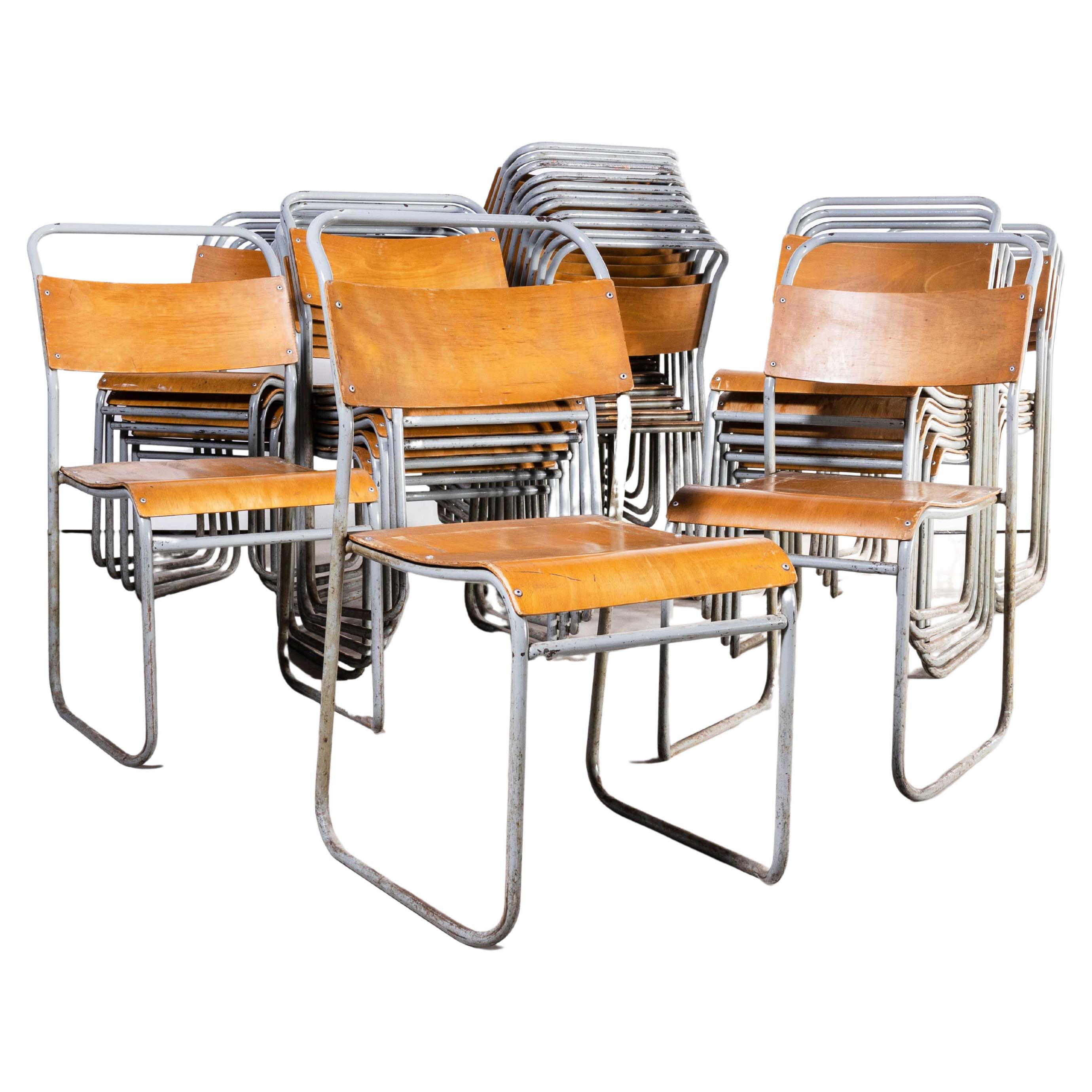 1950s Remploy Tubular Metal Stacking Dining Chairs, Set Of Four Grey ...