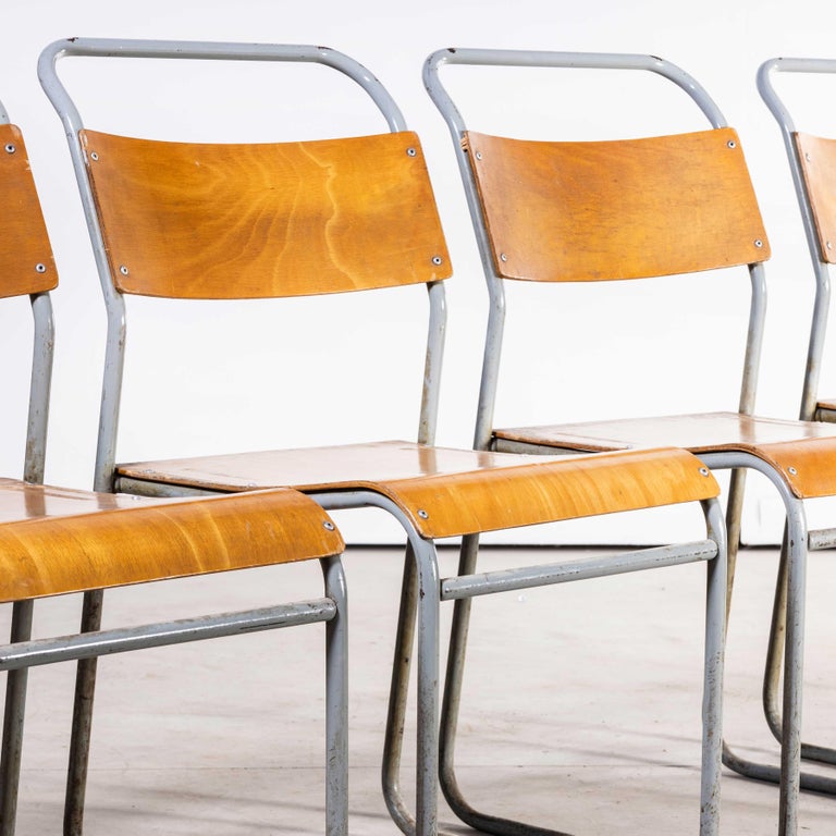 1950's Remploy Grey Tubular Metal Stacking Dining Chairs, Set of Four ...