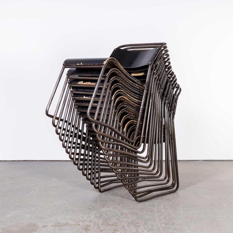 1950's Remploy Tubular Metal Black Seat Dining Chairs Set of Fourteen ...