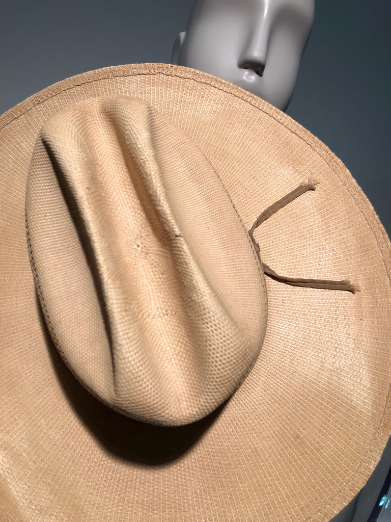 1950s Resistol Woven Straw Cowboy Western Hat W/ Leather Chin Strap at ...