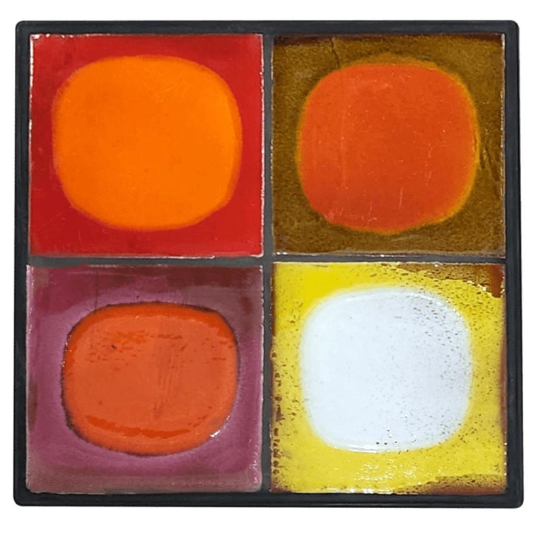 1950's Roger Capron Rare Red Planet Series Side Table For Sale at 1stDibs