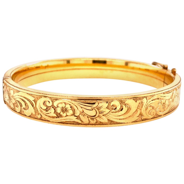 1950s Rolled Gold-Plated Engraved Hinged Bangle at 1stDibs | rolled ...