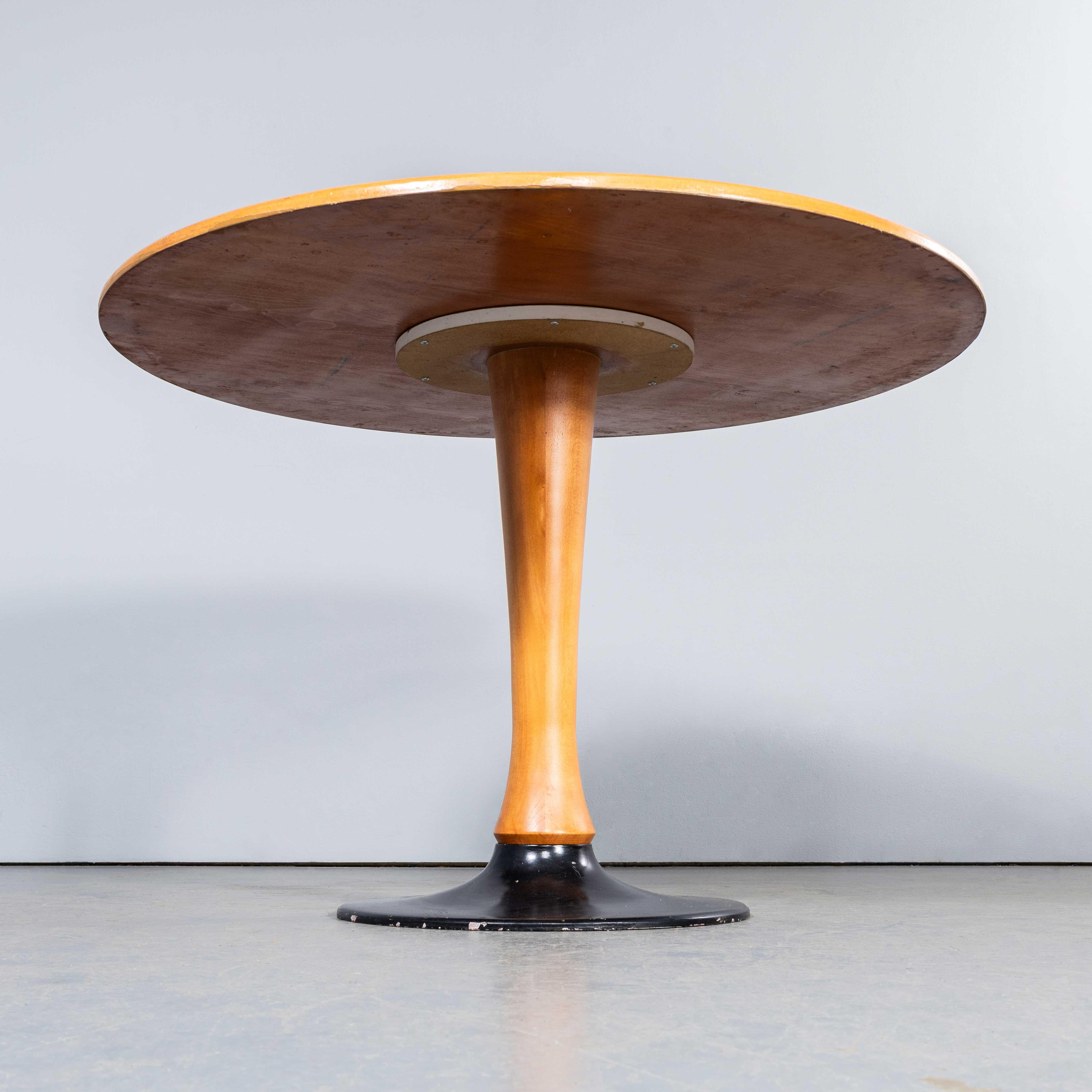 1950's Round Mid Century Dining Table 110cm Diameter For Sale at 1stDibs