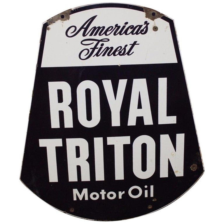 1950s Royal Triton Motor Oil Double-Sided Porcelain Sign For Sale at ...