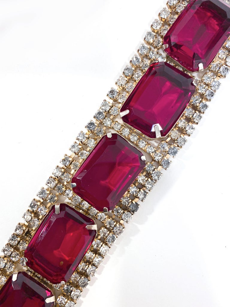1950s Ruby Red Rhinestone Bracelet at 1stDibs