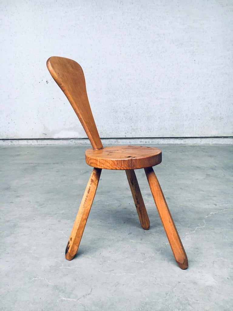 1950's Rustic Handcrafted Oak Milk Stool Set For Sale at 1stDibs
