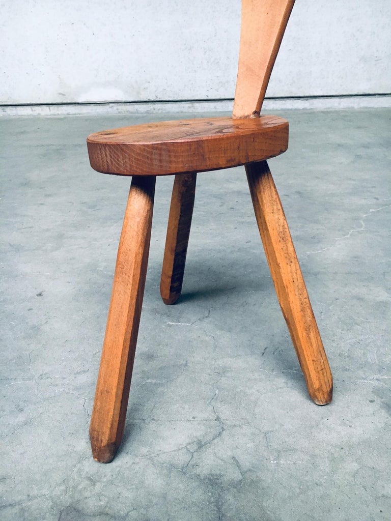 1950's Rustic Handcrafted Oak Milk Stool Set For Sale at 1stDibs