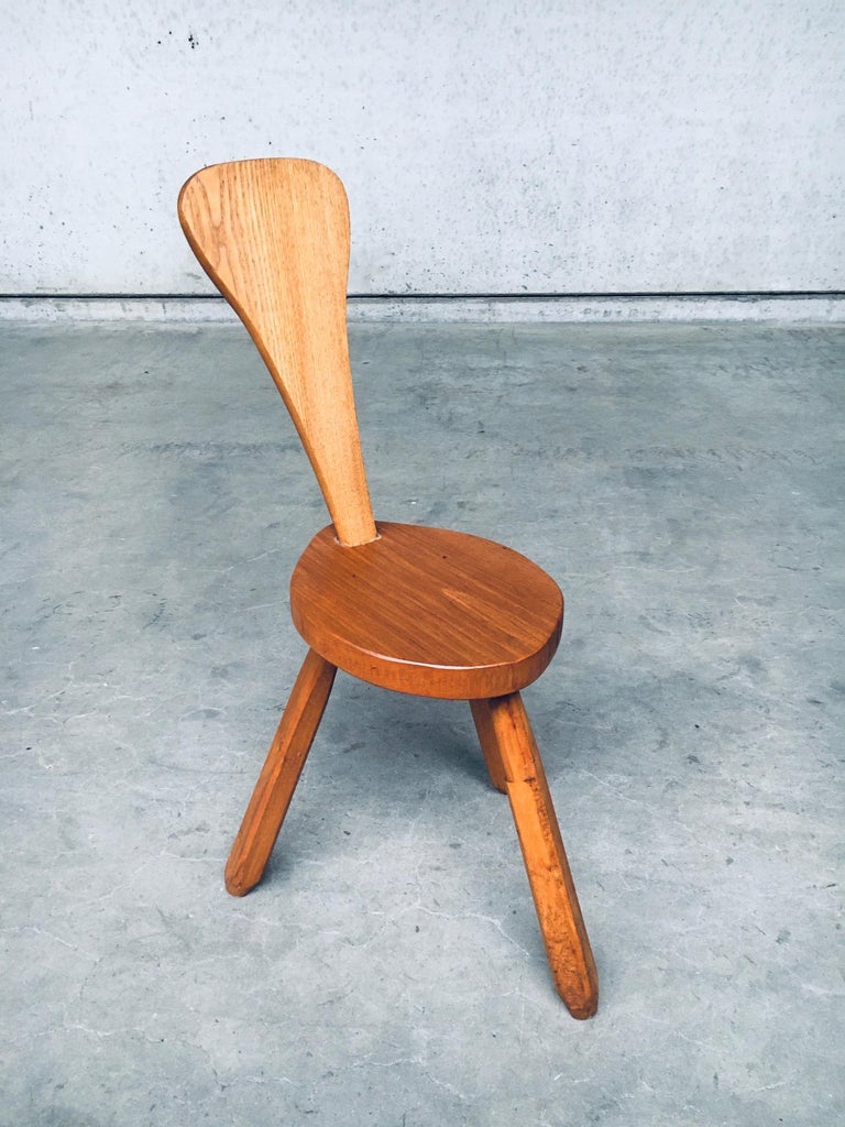 1950's Rustic Handcrafted Oak Milk Stool Set For Sale at 1stDibs