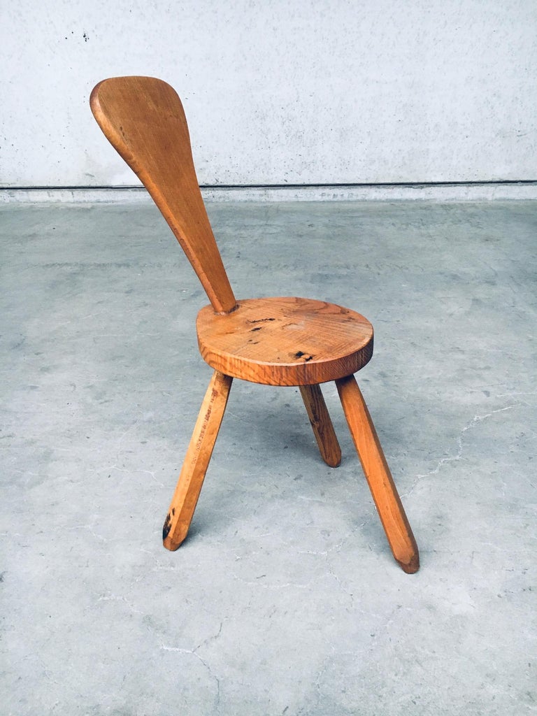1950's Rustic Handcrafted Oak Milk Stool Set For Sale at 1stDibs