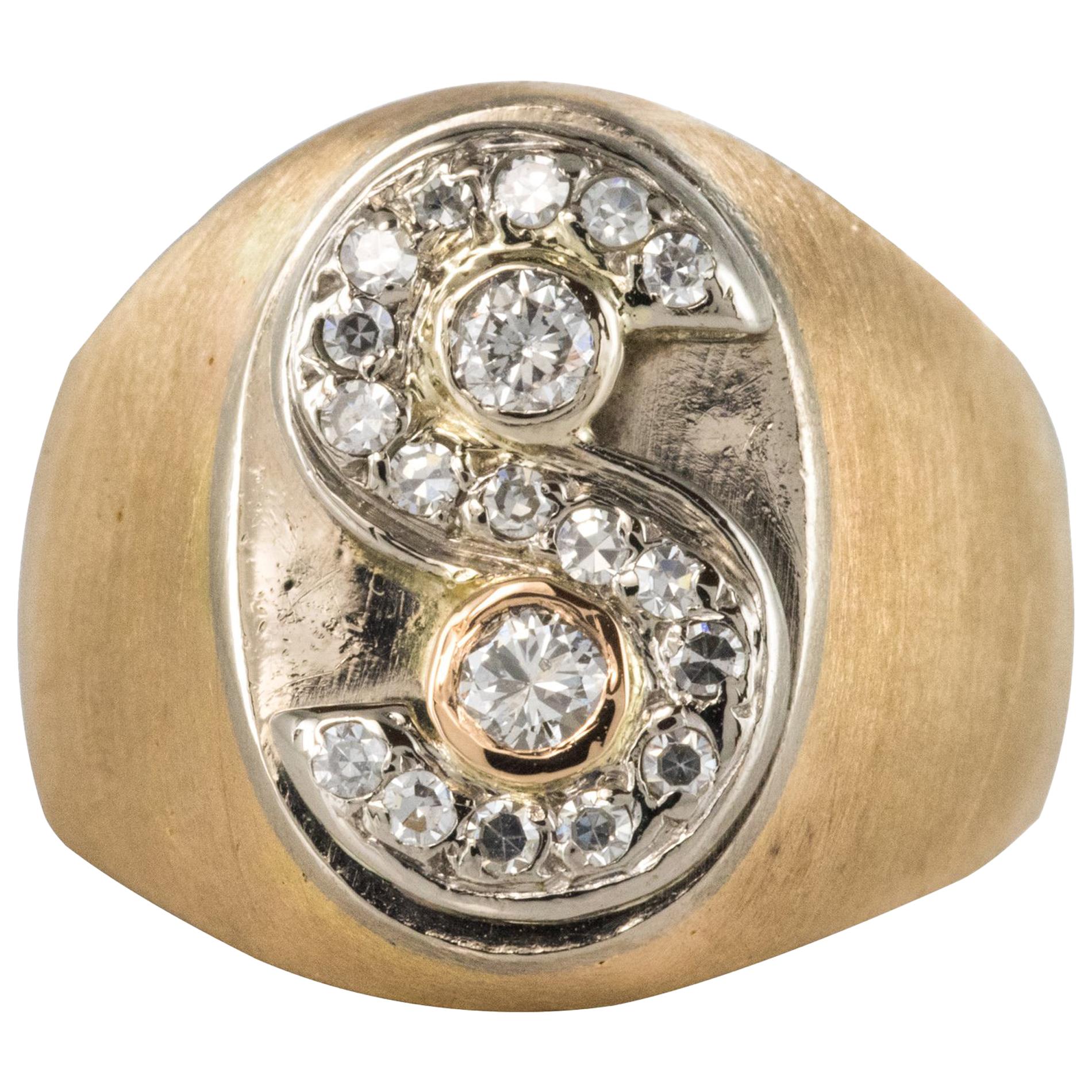 1950s S Shape Diamond Retro Signet Ring at 1stDibs