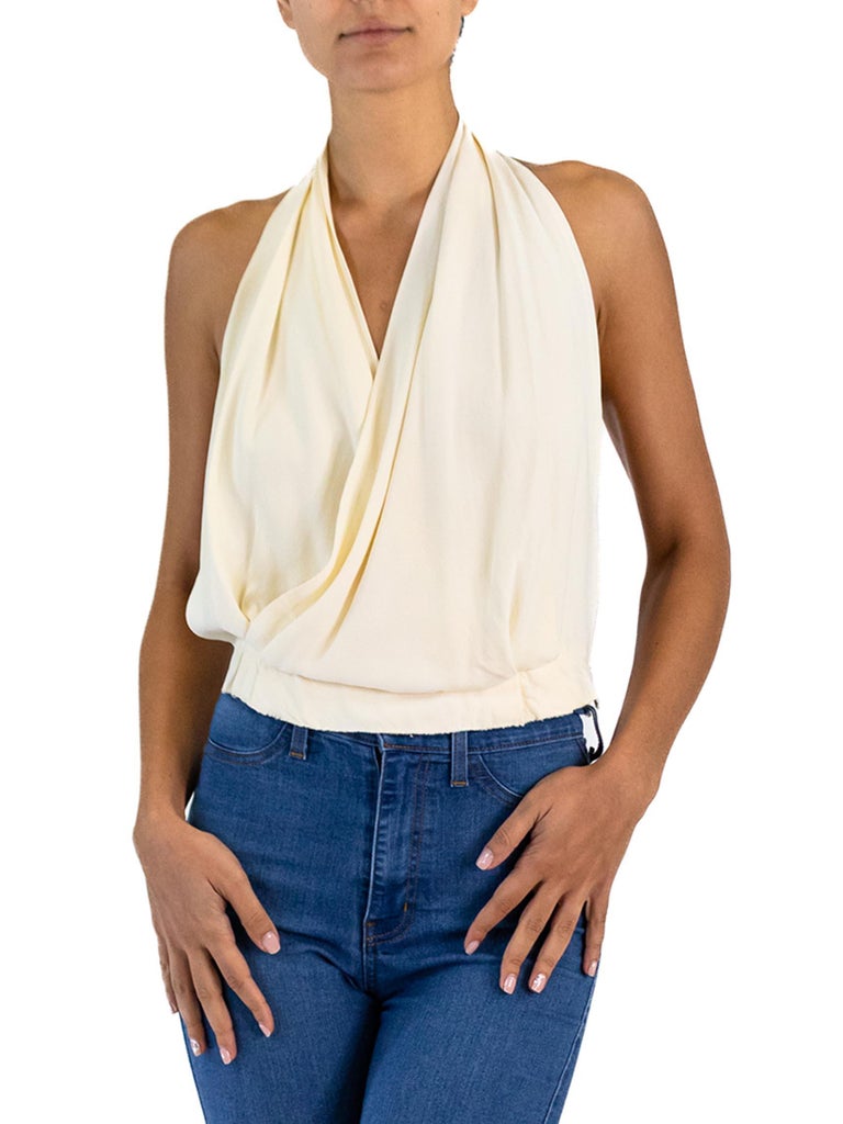 1950S SAKS Cream Rayon Crepe Halter Top For Sale at 1stDibs