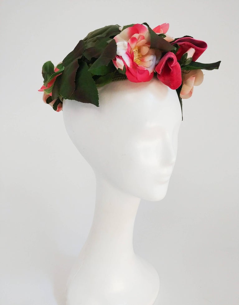Sally Victor Flowers and Foliage Hat, 1950s at 1stDibs