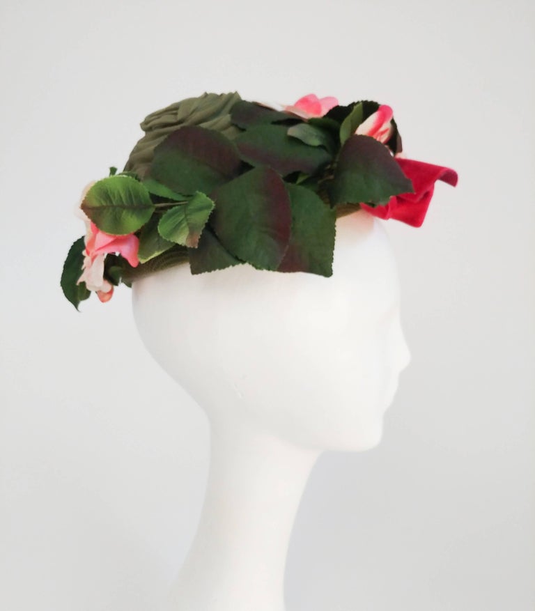Sally Victor Flowers and Foliage Hat, 1950s at 1stDibs