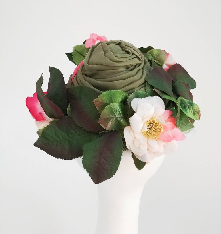Sally Victor Flowers and Foliage Hat, 1950s at 1stDibs