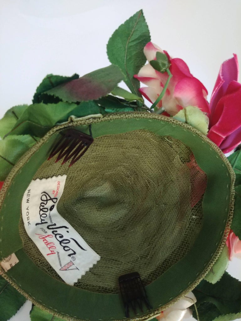 Sally Victor Flowers and Foliage Hat, 1950s at 1stDibs