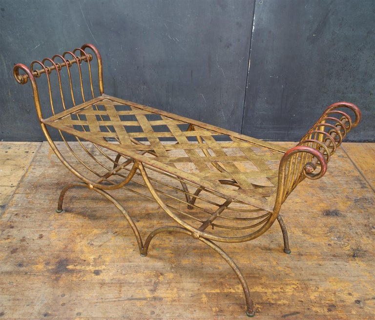 1950s Salvadori Double-Harp Bench Gold Greek Revival Hollywood Regency ...