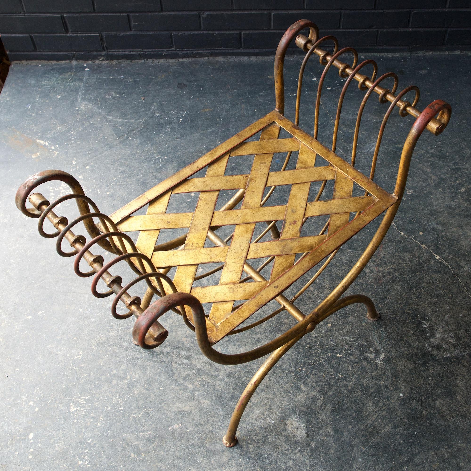 1950s Salvadori Harp Vanity Stool Gold on Steel Greek Revival Hollywood ...