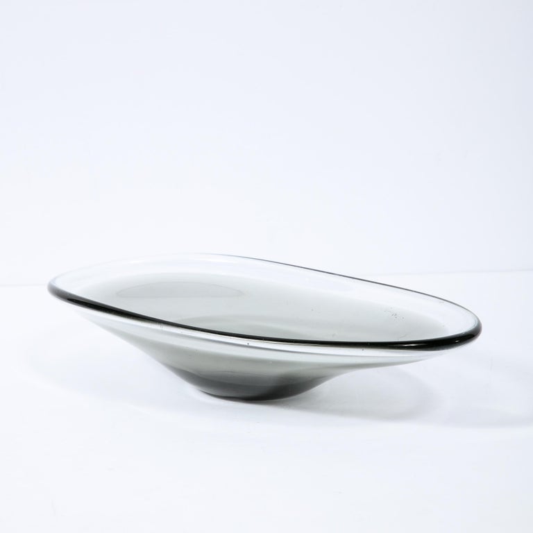 1950s Scandinavian Mid-Century Modern Smoked Holmegaard Art Glass Bowl ...