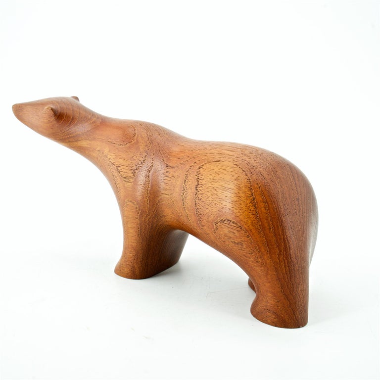 1950s Scandinavian Teak Arctic Polar Bear Figure Sculpture Cabin Modern ...
